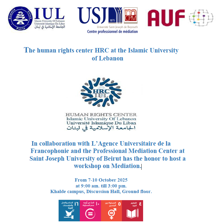 Workshop on Mediation – Islamic University of Lebanon
